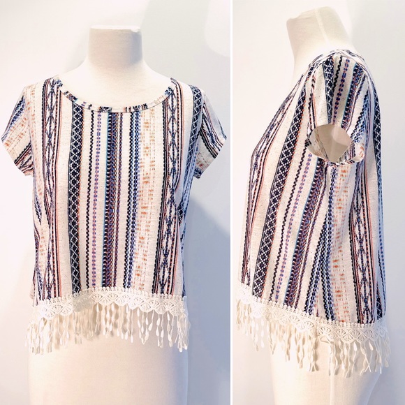 Rewind | Tops | Rewind Boho Top W Fringe Trim | Poshmark